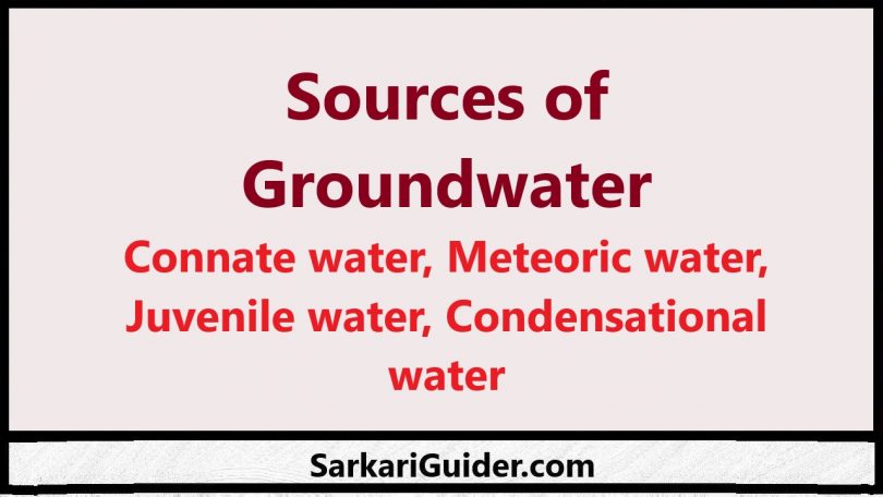 Sources of Groundwater- Connate, Meteoric , Juvenile, Condensational